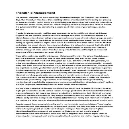 Friendship management | DOCX