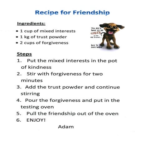 Friendship recipes | PDF