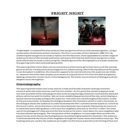 Fright night analysis | DOCX | Video Production | Content Production