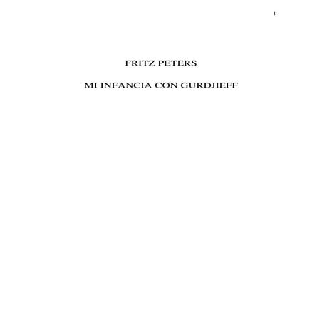 Fritz Peters - Mi infancia con Gurdjieff | PDF