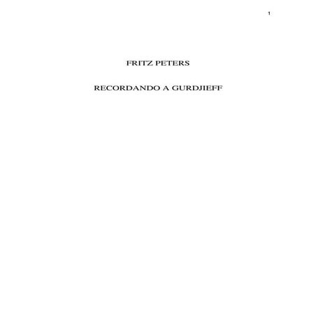 Fritz Peters - Recordando a Gurdjieff | PDF