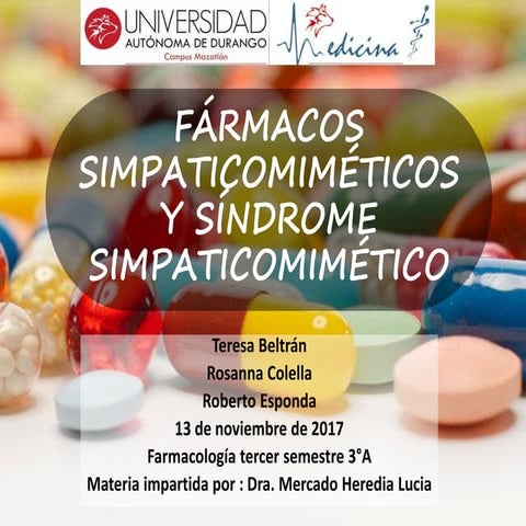 Fármacos simpaticomiméticos y síndrome simpaticomimético | PDF