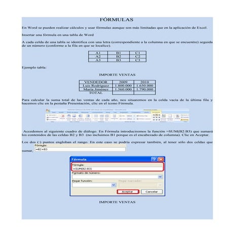 Insertar fórmulas en word | DOC