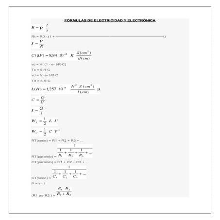 Fórmulas de electricidad y electrónica | PDF