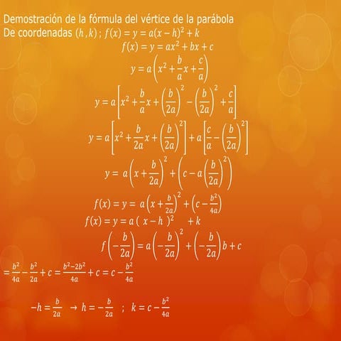 Fórmula vértice parábola | PPT