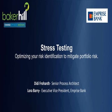 Stress Testing: Optimizing to mitigate credit risk | PPTX