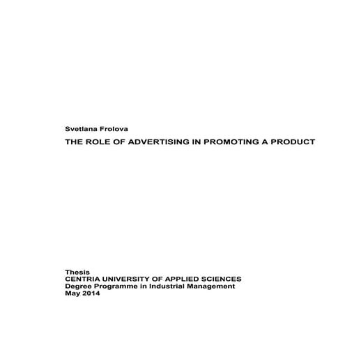 Role of advertising in promoting a product | PDF