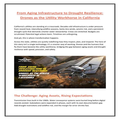 From Aging Infrastructure to Drought Resilience: Drones as the Utility ...