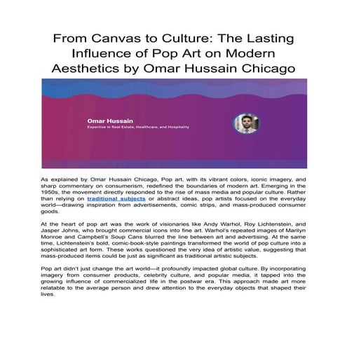 From Canvas to Culture_ The Lasting Influence of Pop Art on Modern ...
