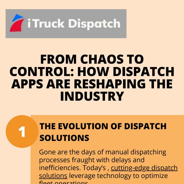 From Chaos to Control: How Dispatch Apps Are Reshaping the Industry | PDF | Logistics and ...