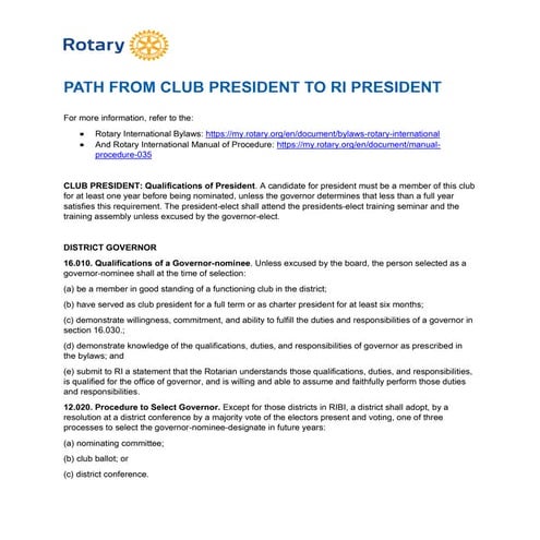 From Club to RI President | PDF