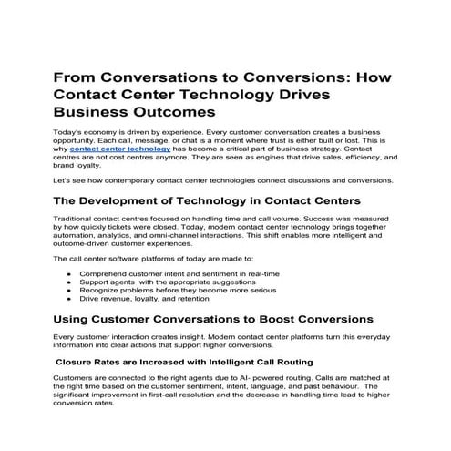 From Conversations to Conversions_ How Contact Center Technology Drives ...