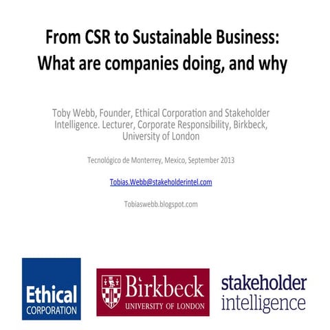 From CSR to Sustainable Business - What are companies doing, and why ...