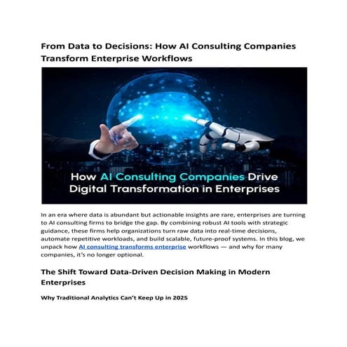 From Data to Decisions_ How AI Consulting Companies Transform Enterprise Workflows | PDF