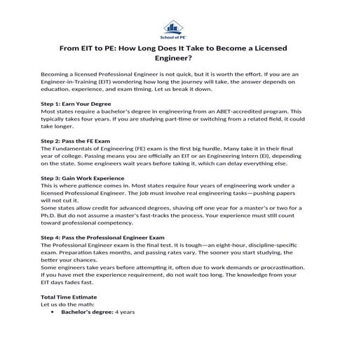 From EIT to PE How Long Does It Take to Become a Licensed Engineer.docx