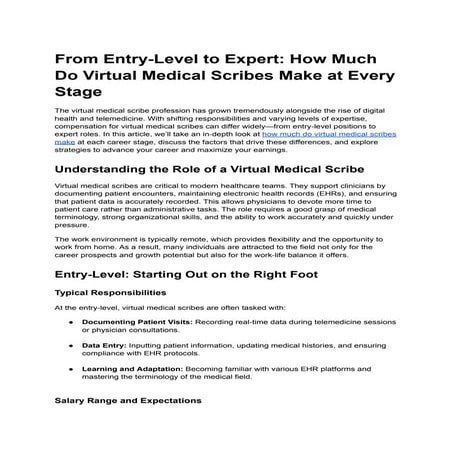 From Entry-Level to Expert: How Much Do Virtual Medical Scribes Make at ...