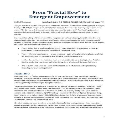 From 'Fractal How' to Emergent Empowerment (2013 article) | PDF