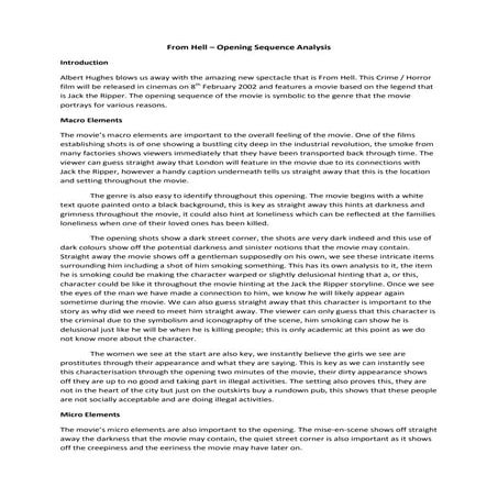 From Hell - Opening Sequence Analysis | DOCX