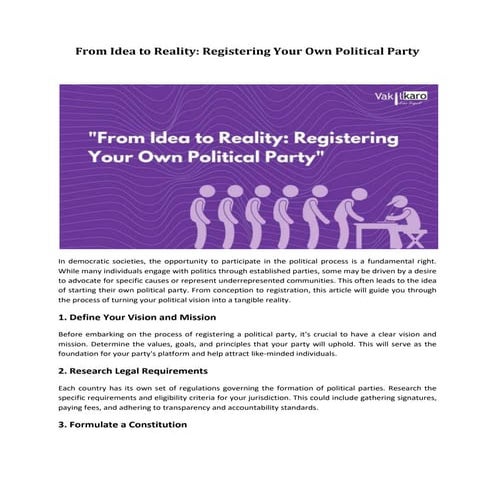 From Idea to Reality: Registering Your Own Political Party | PDF | Free ...