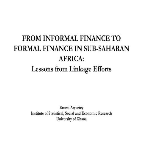From informal finance to formal finance in sub saharan africa | PDF