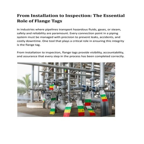 From Installation to Inspection_ The Essential Role of Flange Tags | PDF