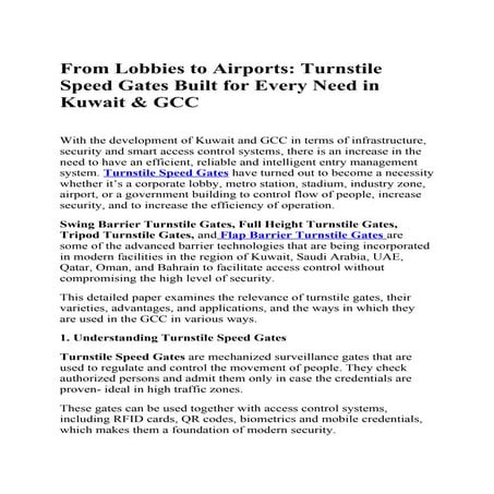 From Lobbies to Airports - Turnstile Speed Gates Built for Every Need ...