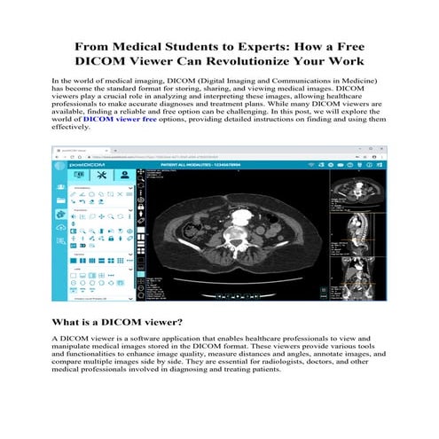 From Medical Students to Experts How a Free DICOM Viewer Can ...
