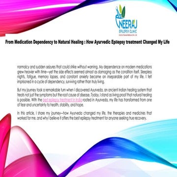 From Medication Dependency to Natural Healing How Ayurvedic Epilepsy ...