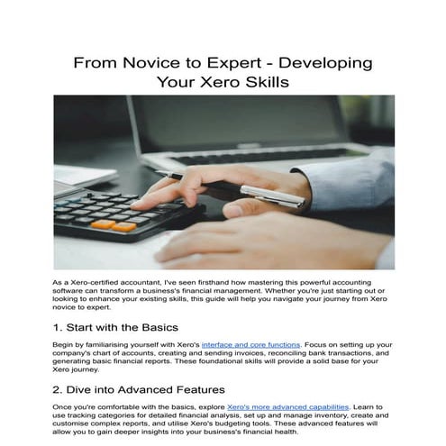 From Novice to Expert - Developing Your Xero Skills | PDF