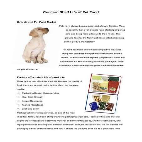 Concern Shelf Life of Pet Food | DOCX