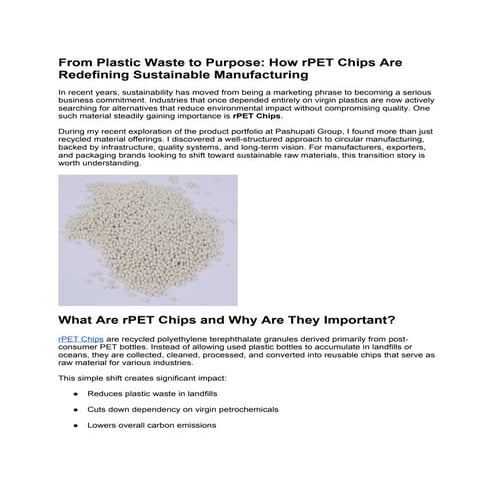 From Plastic Waste to Purpose_ How rPET Chips Are Redefining ...