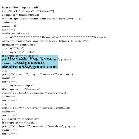 From Random Import Randint T Rock Paper Scissors Pdf 