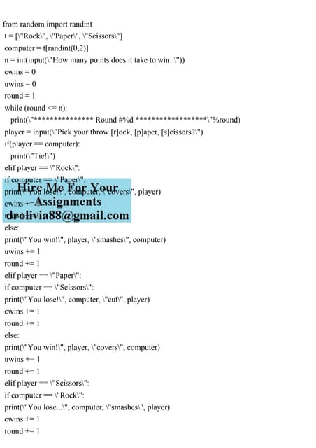 From Random Import Randint T Rock Paper Scissors Pdf