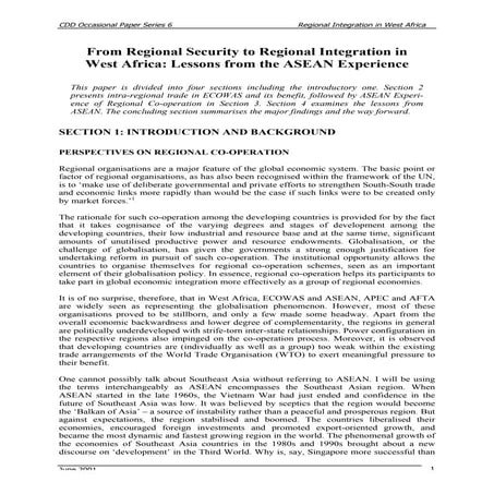 From Regional Security to Regional Integration in West Africa | PDF