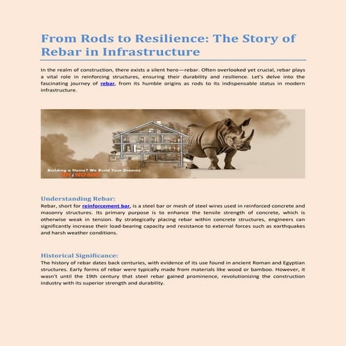 From Rods to Resilience: The Story of Rebar in Infrastructure | PDF