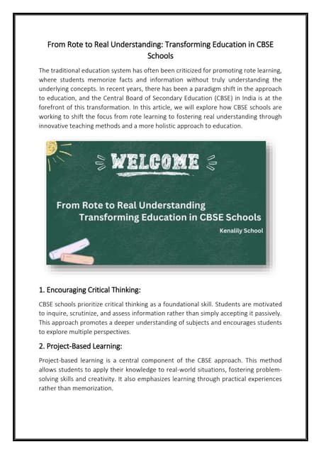 What Does CBSE School Do To Promote 21st Century Education? | PPT