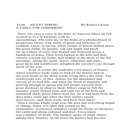 From SILENT SPRING By Rachel Carson .docx