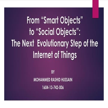From Smart Objects to Social Objects | PDF