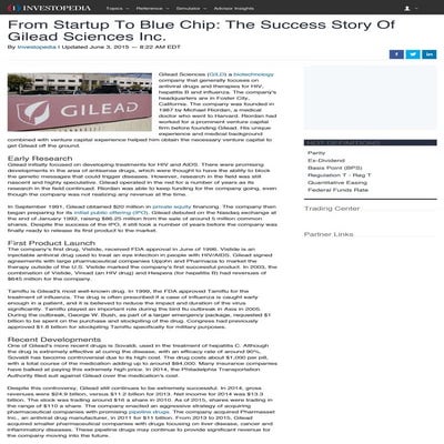 From Startup to Blue Chip: The Success Story of Gilead Sciences Inc. | PDF