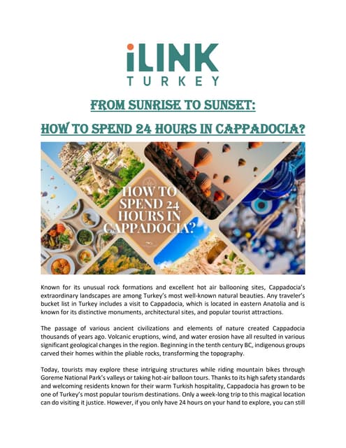 Cappadocia − A Presentation Project based on Cappadocia in Turkiye | PPT