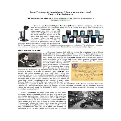 From Telephone to Smartphone: A long way in a short time! | PDF