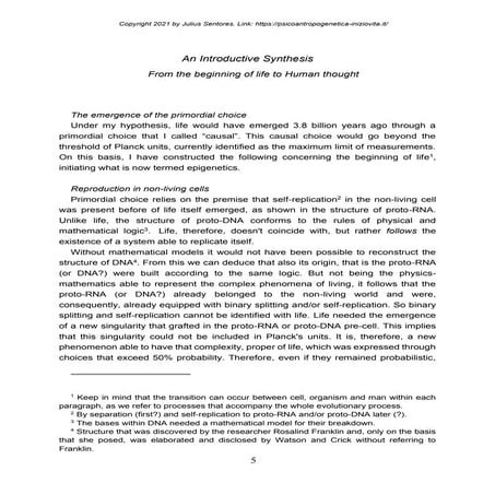 From the beginning of life to human thought - an introductive synthesis ...