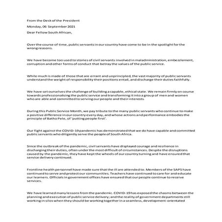 From the desk of the president | DOCX