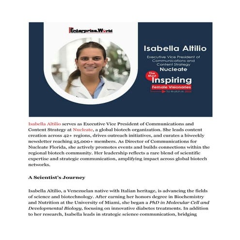 From the Lab Bench to the Boardroom_ Isabella Altilio on Leading Global ...