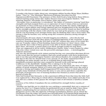 From the old time strongman strength training legacy and beyond. | DOC