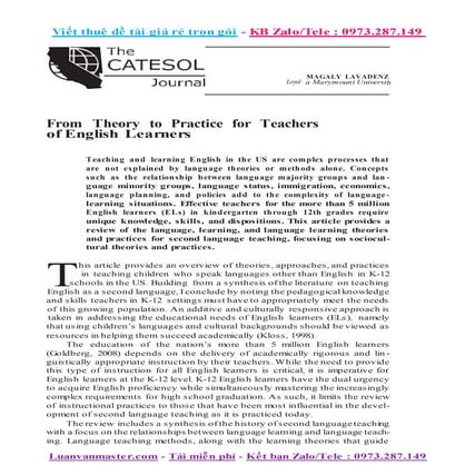 From Theory to Practice for Teachers of English Learners.docx