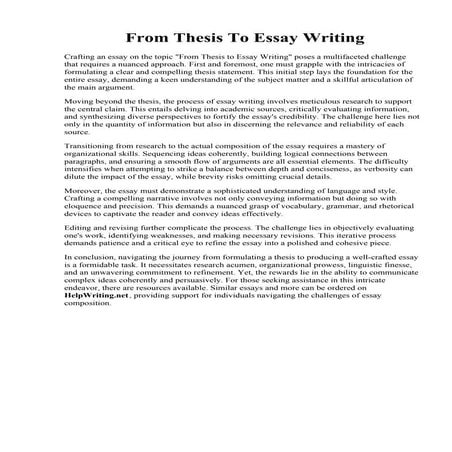 From Thesis To Essay Writing | PDF