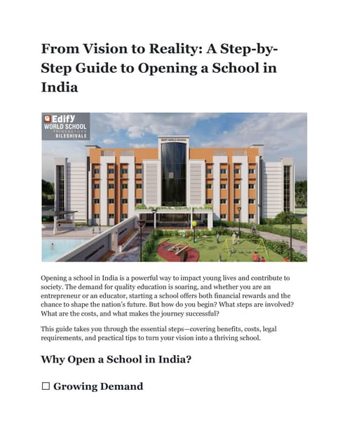 International School Franchise Opportunity in India with Edify Schools ...