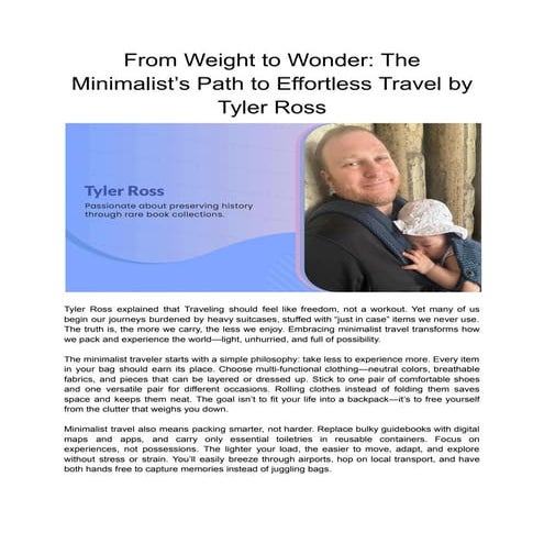 From Weight to Wonder_ The Minimalist’s Path to Effortless Travel by ...