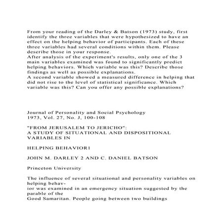 From your reading of the Darley & Batson (1973) study, first ident.docx